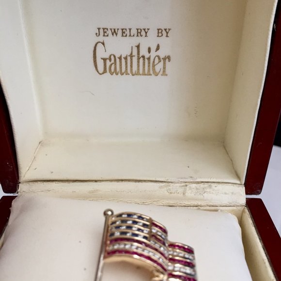 Scott Gauthier | Jewelry | 4k Gold Diamond Ruby Sapphire Flag Pin ...